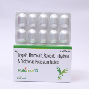 Trypsin + Bromelain + Rutoside Trihydrate + Diclofenac Sodium Tablet